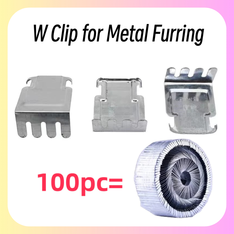 100pcs W Clip Double Furring Clip Metal Furring Wall Clip Ceiling Work ...
