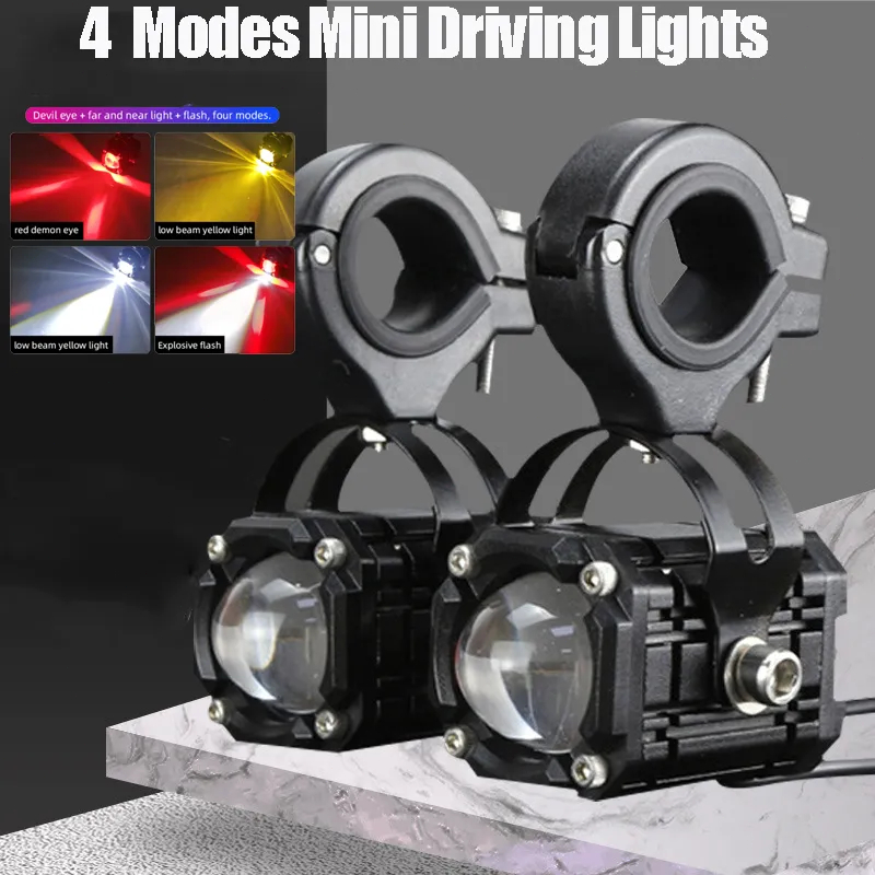 Motorcycle Led Light 4 Modes Tricolor Mini Driving Light Motorcycle ...