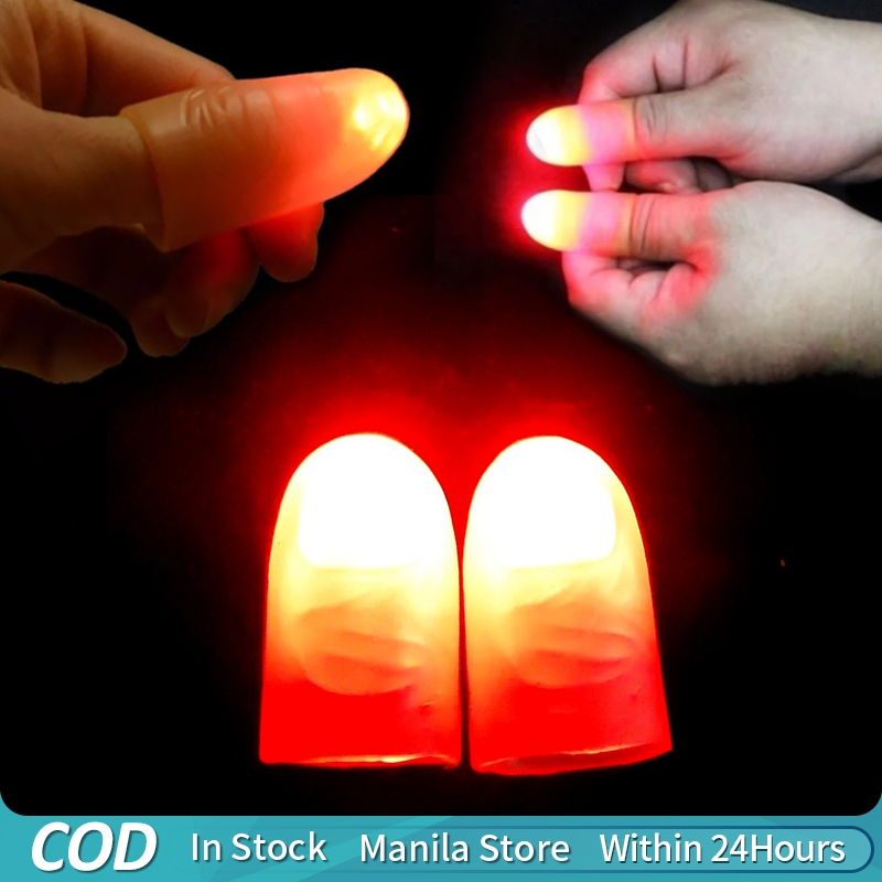 1 pair Magic Trick Fingers Light Up Flashing Fingers Thumb Tips Magic ...