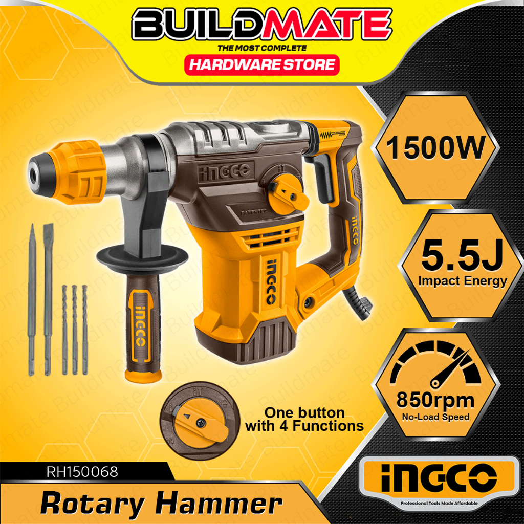 BUILDMATE Ingco Rotary Hammer Drill 1050W / 1500W Chipping Gun Jack ...