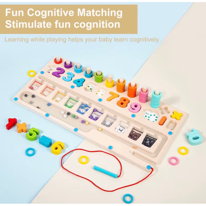 Children's Educational Learning Toys Wooden Jigsaw Board Counting Match ...