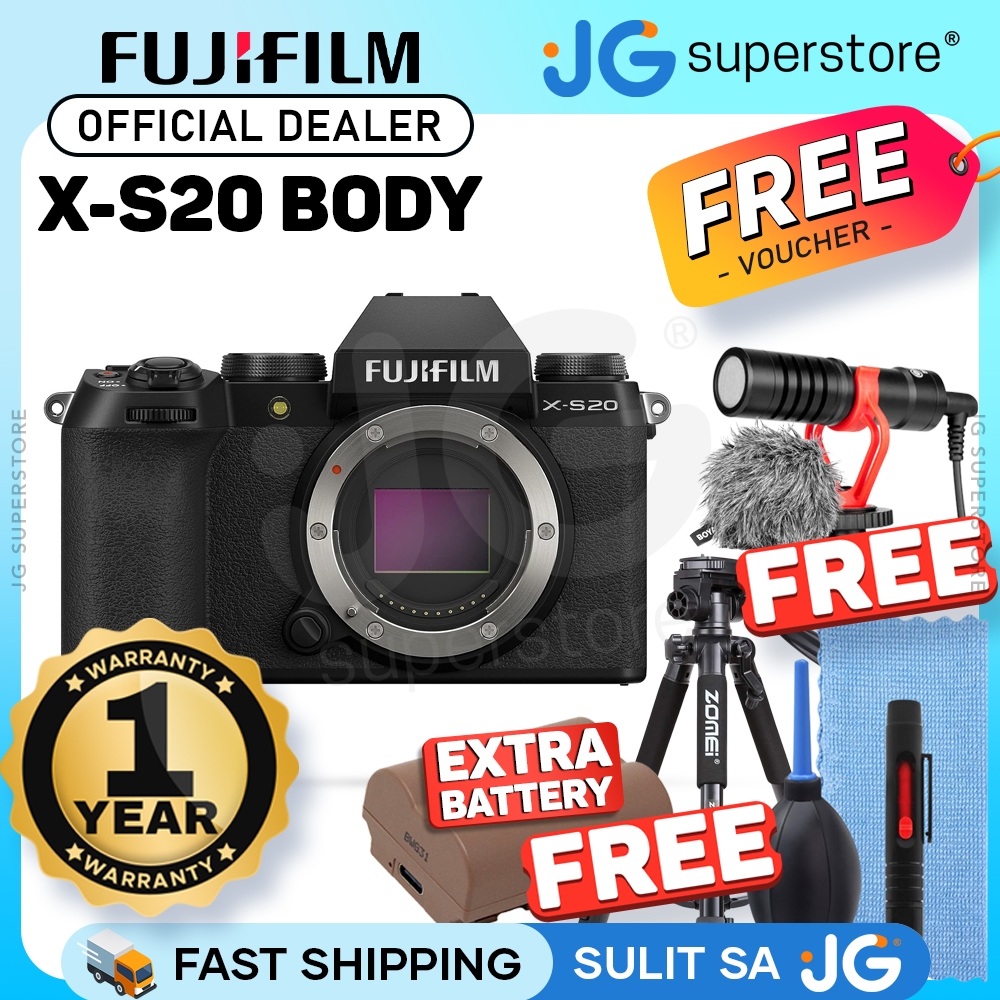 FUJIFILM X-S20 Mirrorless Camera Body w/ 26.1MP APS-C X-Trans BSI CMOS 4 Sensor, 6K 4K Full HD ...