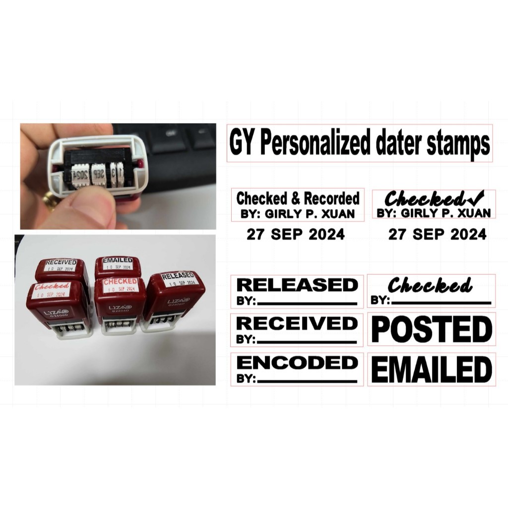 GY Personalized Self ink dater stamps, PAID, RECEIVED, checked with ...