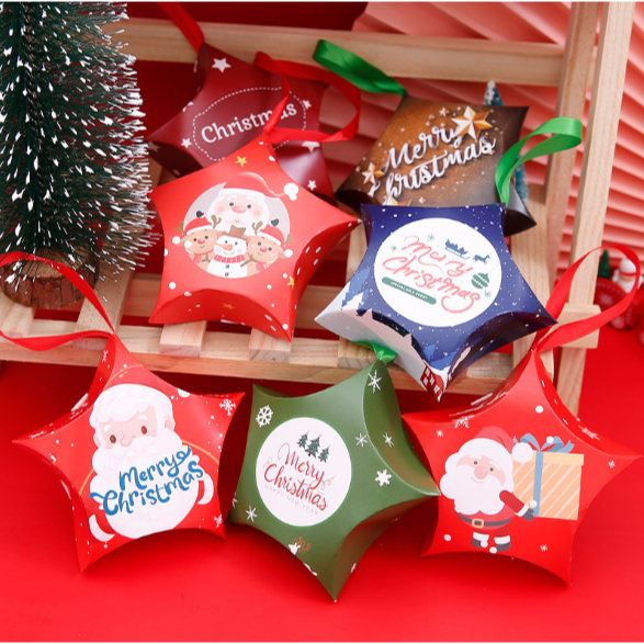 10pcs RANDOM Christmas Party Gift Candy Box (With RIBBON) Xmas Gift Box ...