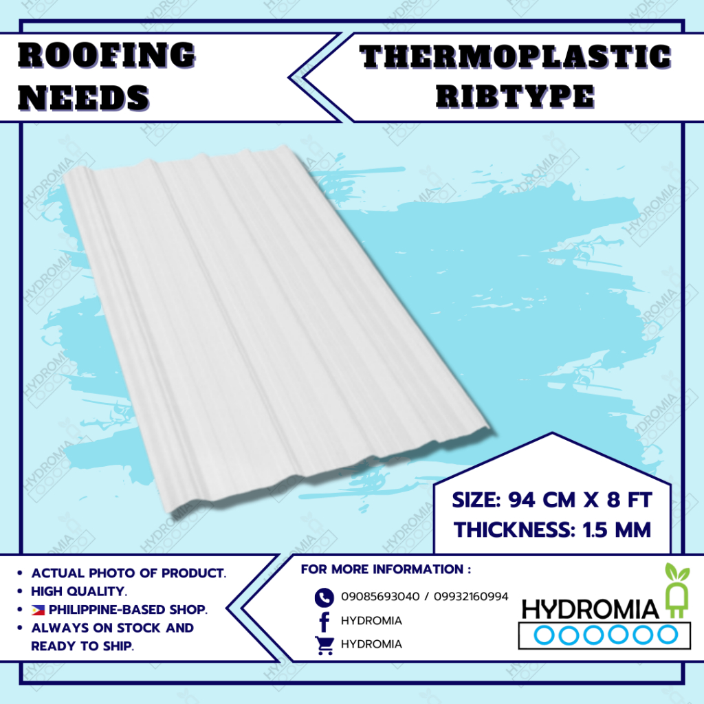 8FT UPVC THERMOPLASTIC ROOFING, RIB TYPE UPVC ROOF WHITE 1.5mm | Shopee ...