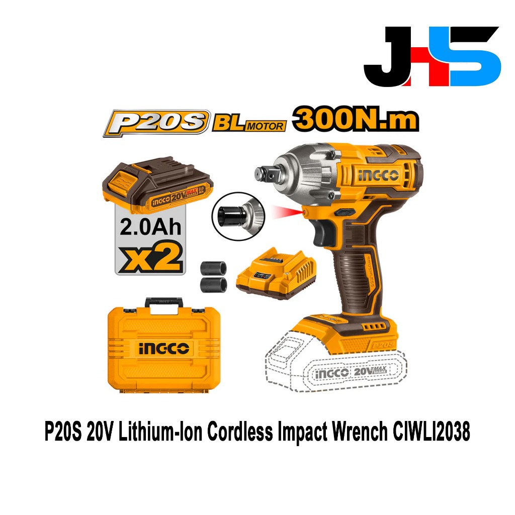 JHS ingco P20S 20V Lithium-Ion Cordless Impact Wrench CIWLI2038 ...