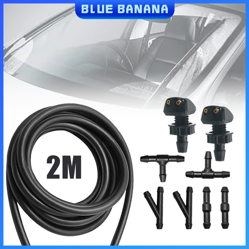 Front Windshield Wiper Nozzle Kit/Dual Hole Windscreen Spray/2M Car ...
