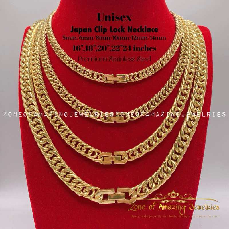 zoaj.ph Unisex Clip Lock Japan Necklace Stainless Steel with Sizes ...