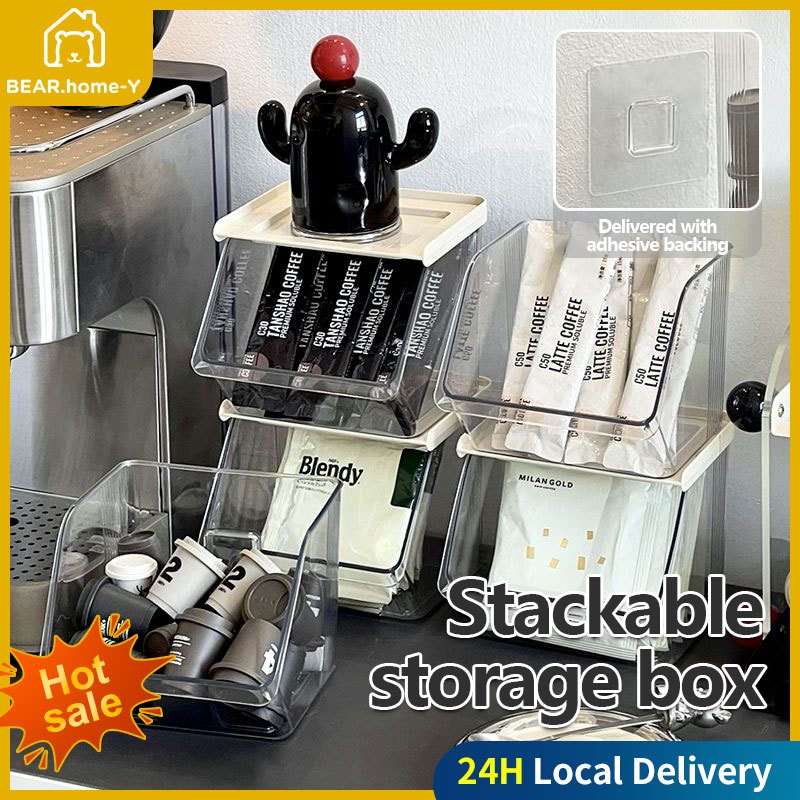 Transparent desktop storage box Tea bag coffee storage box kitchen ...