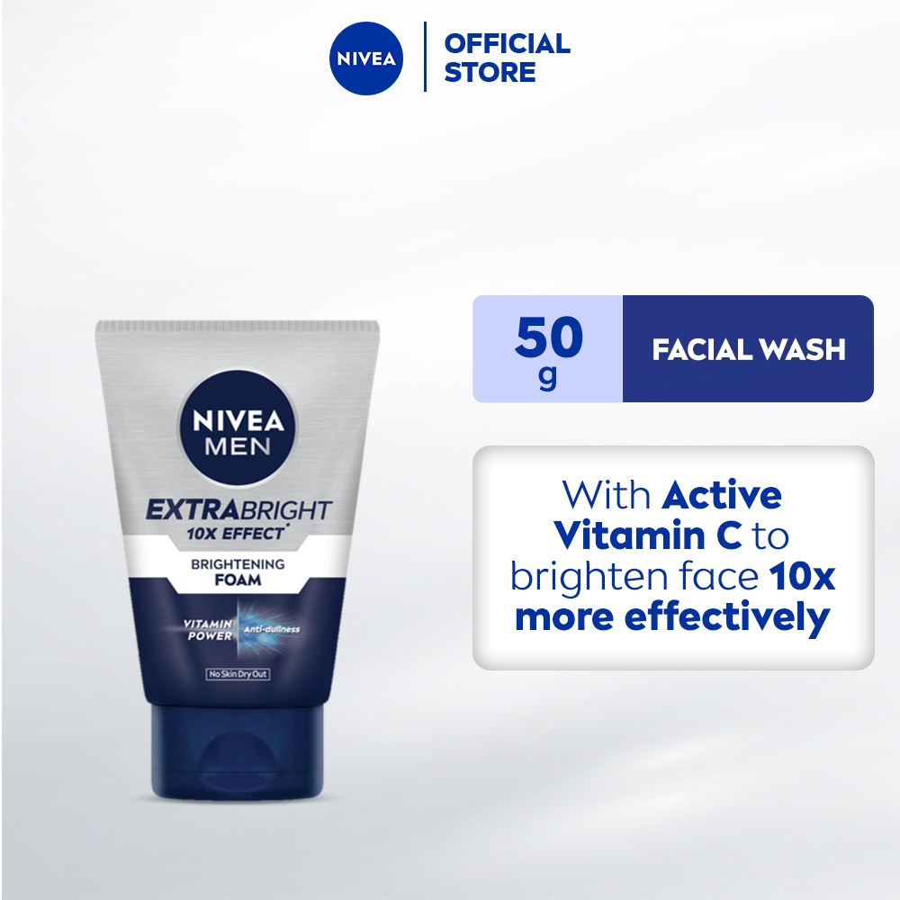 NIVEA MEN Facial Wash Extra Bright 10x Effect Foam, skin care for men ...