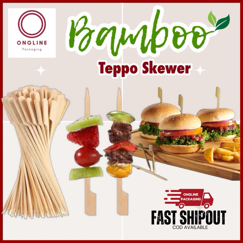 100 pcs. | Teppo Skewers | Wooden Bamboo BBQ Barbecue Fruit Sticks ...