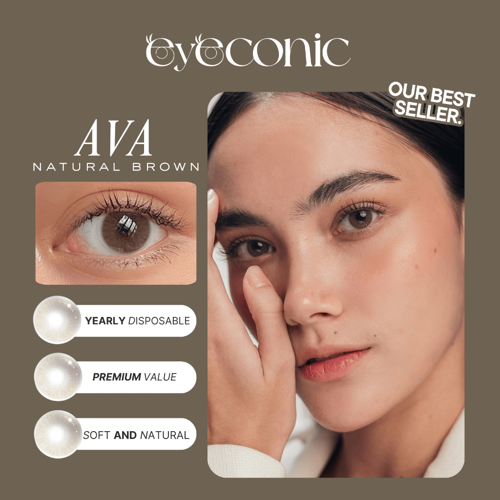Eyeconic Ava (Natural Brown) Yearly Disposable Soft Contact Lens ...