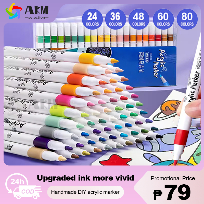 24/36/48/60/80 Acrylic marker 80 color marker set graffiti pen children ...