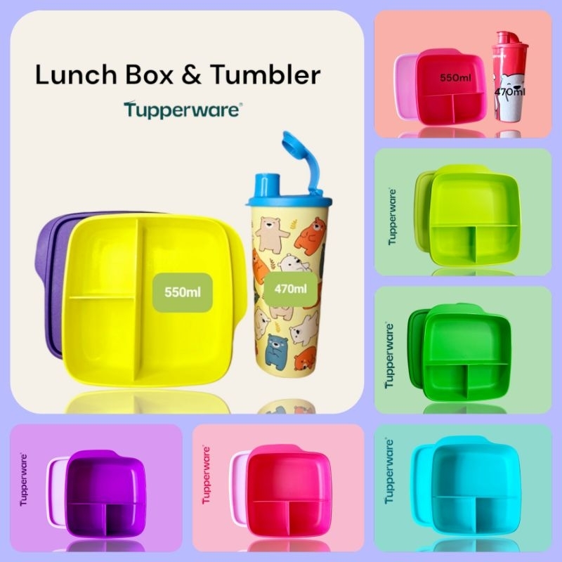 Tupperware Tumbler (Bear Design) & Lunch Box | Shopee Philippines