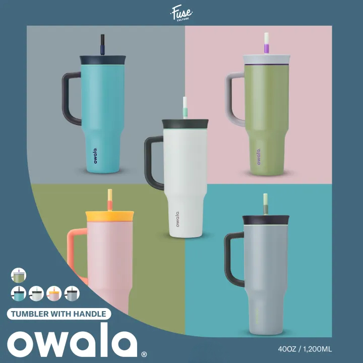 OWALA 40oz Tumbler, 3-layer stainless steel coated water bottle, keeps ...