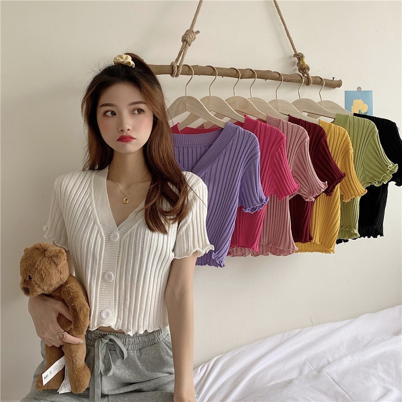 Urban Sister Button Down Rib Knitted Top M1389 | Shopee Philippines