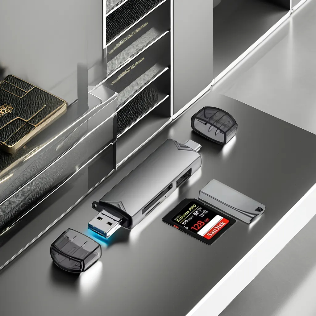 6 in 1 Otg Type C Card Reader USB 3.0 Mini Adapter TF USB Flash Drive ...