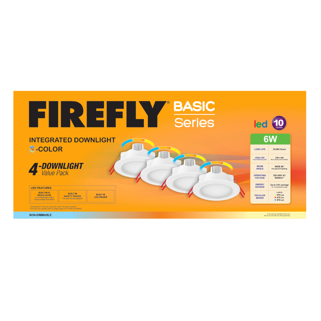 Firefly Basic Series 4-LED Tri-Color Integrated Downlight Value Pack ...