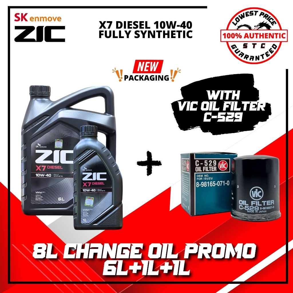 SK-ZIC 7 Liters X7 10W-40 DSL Fully Synthetic with C-529 Vic Oil Filter ...