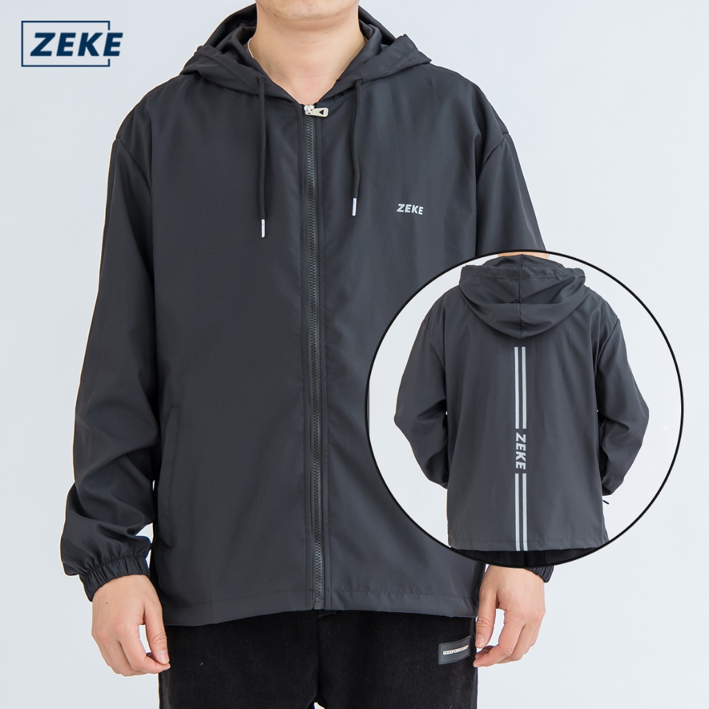 ZEKE Hooded Jacket For Men Waterproof Pocket Zipper Reflective ...
