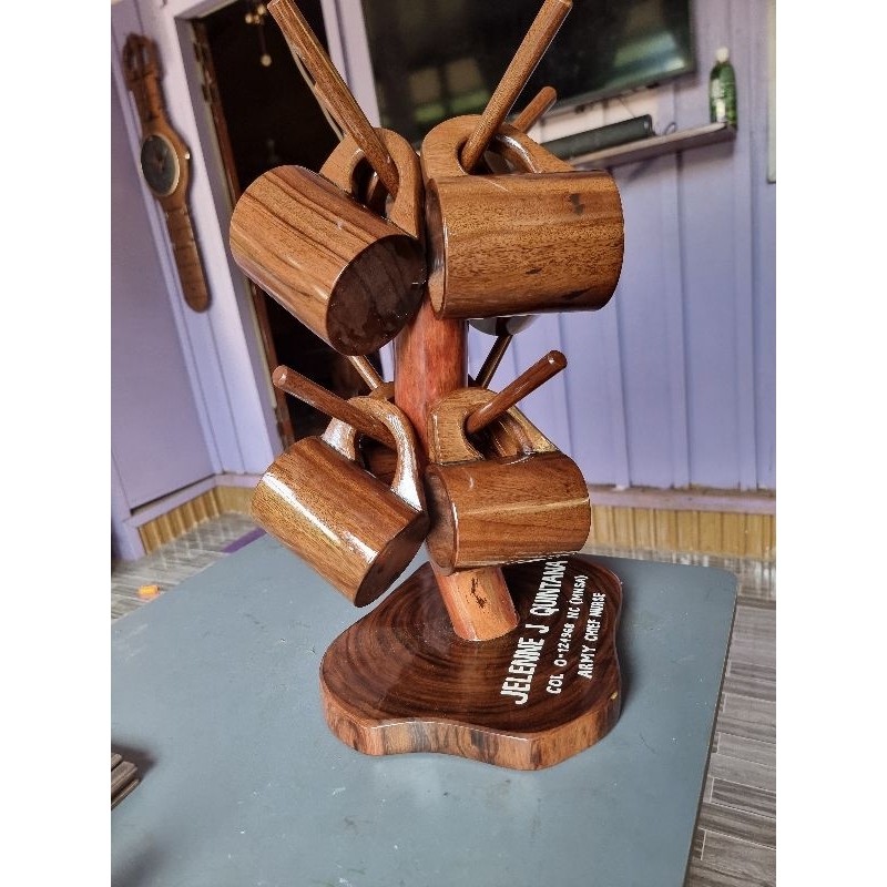 wooden mug holder /stand made in iron wood magcono (8 stick*s dismantle ...