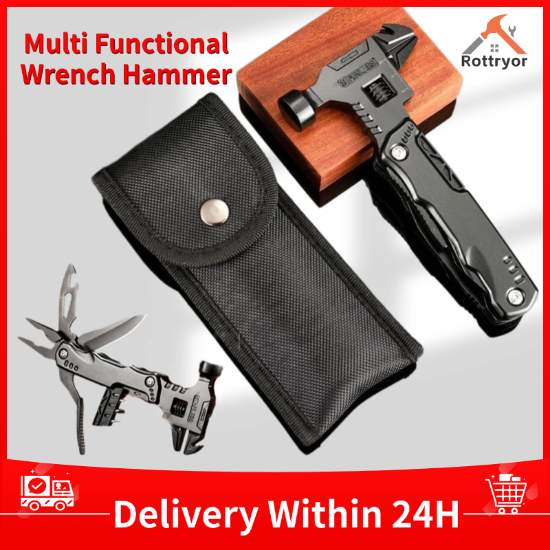 16 in 1 Outdoor Adjustable Wrench Hammer Tools Stainless Steel ...