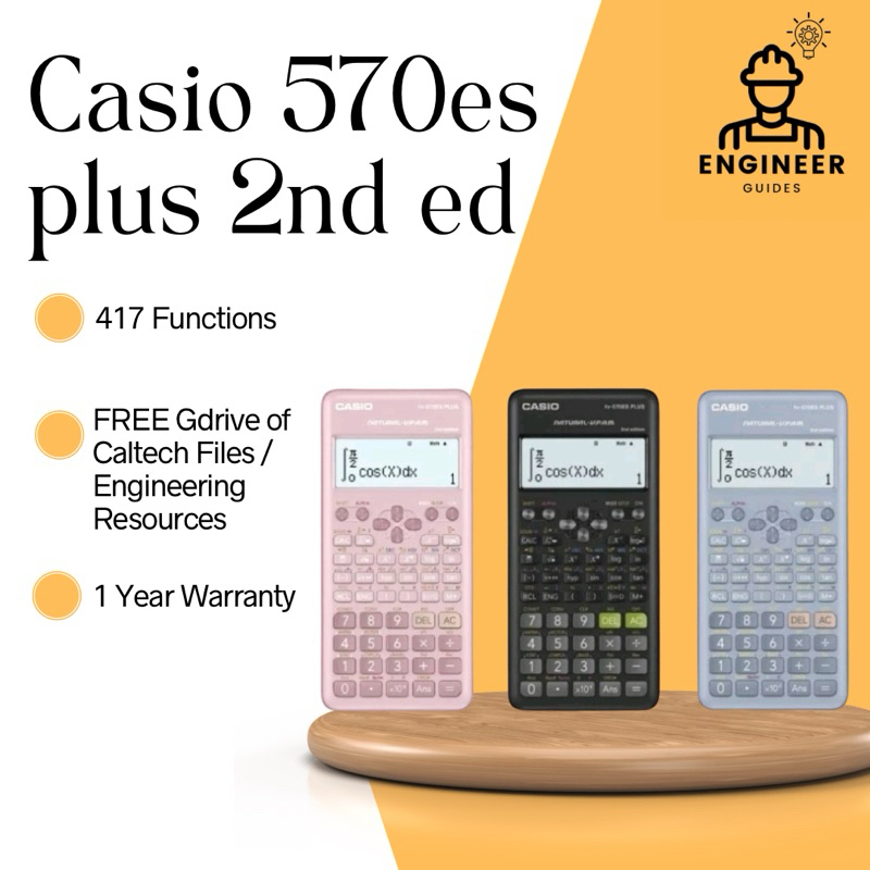 Casio fx 570es plus 2nd edition pink scientific calculator authentic blue black Engr. guides ...