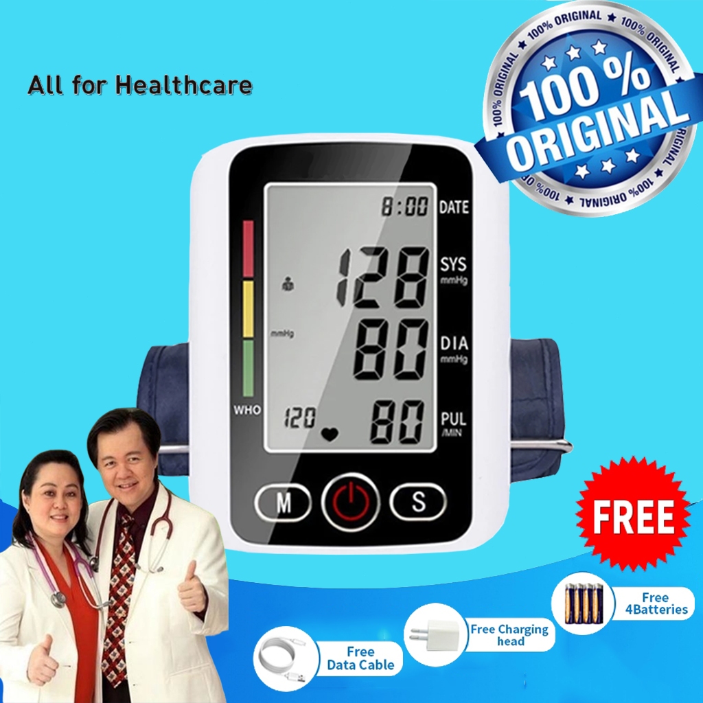Blood Pressure Digital Monitor Rechargeable Smart Voice Automatic Bp ...