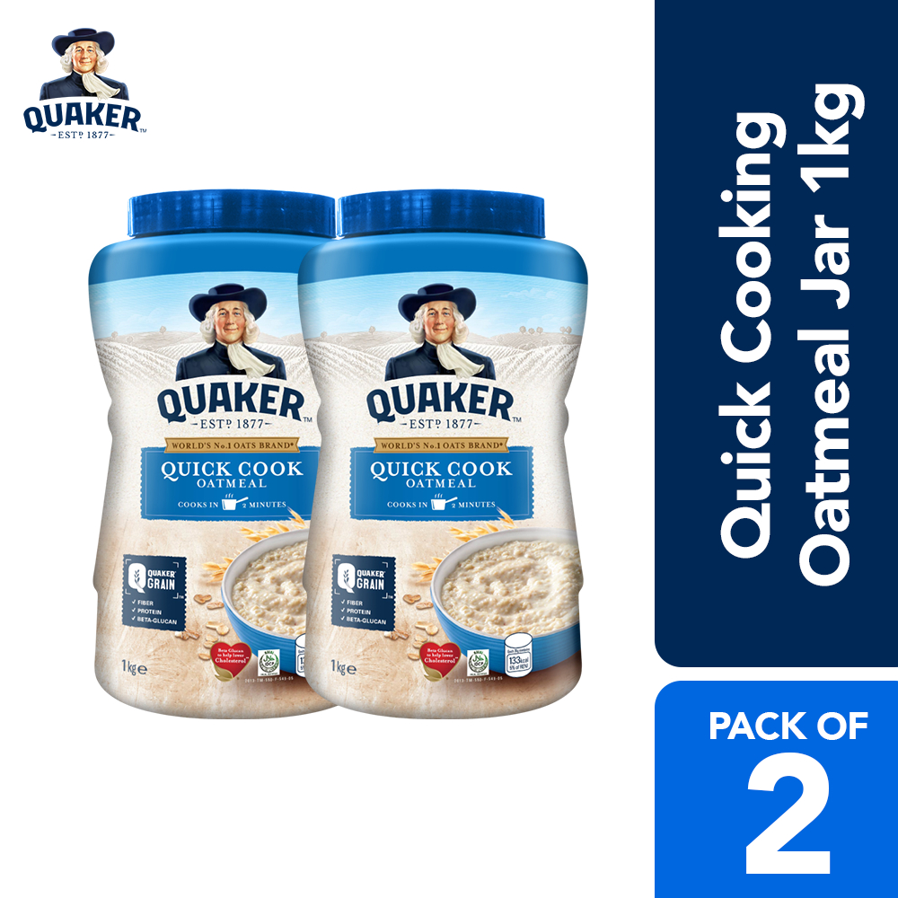 Quaker Quick Cooking Oatmeal 1kg (Jar) - Pack of 2 | Shopee Philippines