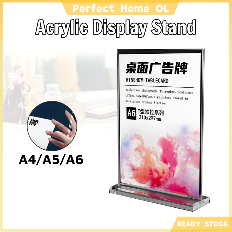 A4/A5/A6 Acrylic Menu Display Stand Double Side Clear Desk Display Menu ...