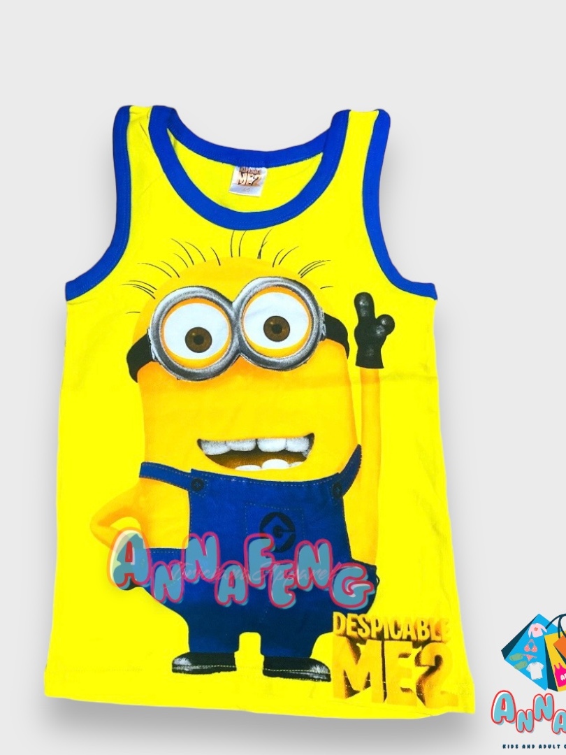 MINIONS DESPICABLE ME2 SANDO SLEEVELESS CHARACTER FOR KIDS | Shopee ...
