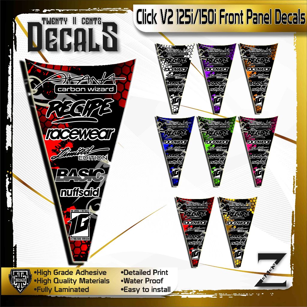honda click 125 / 150 v2 front panel High-Quality Decals and Stickers ...