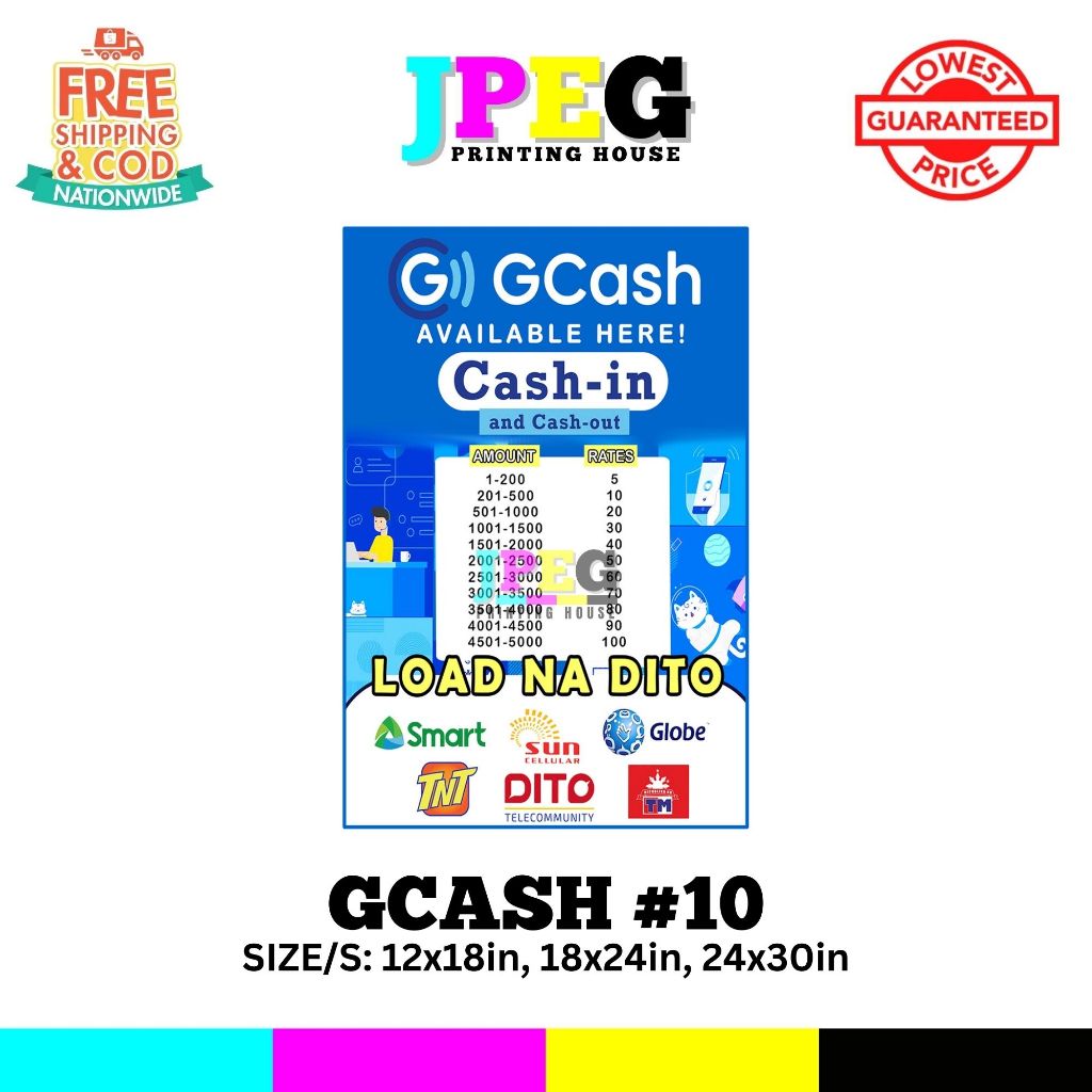 GCASH #10 Tarpaulin Cash in Cash Out Affordable High Quality Tarp SQ FP ...