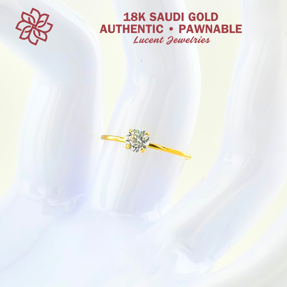 COD PAWNABLE 18K SAUDI GOLD 4.5mm Russian Diamond Standard Ring | Shopee Philippines