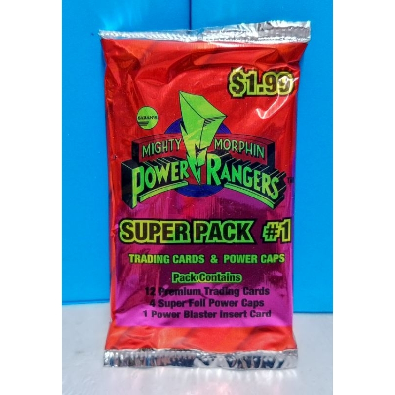Mighty Morphin Power Rangers Super Pack #1 Trading Cards & Power Caps ...