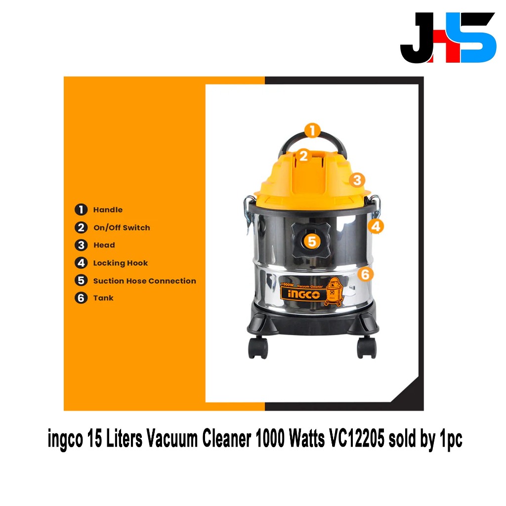 JHS ingco 15 Liters Vacuum Cleaner 1000 Watts VC12205 sold by 1pc ...