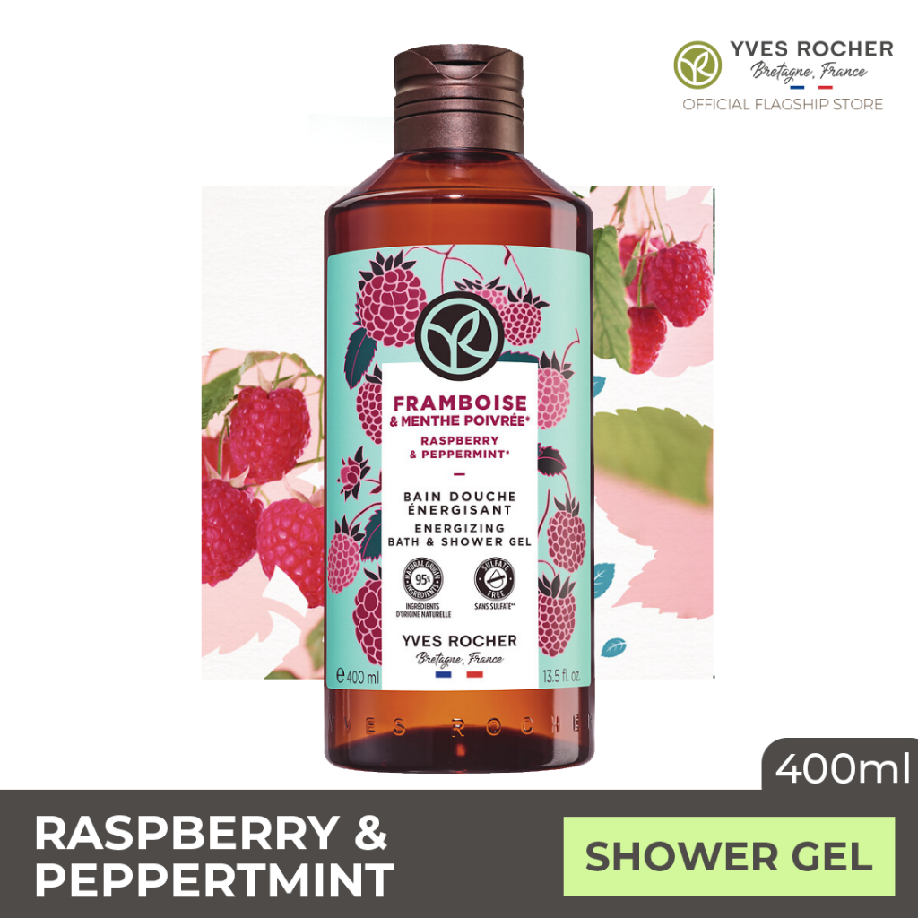 Yves Rocher Raspberry Peppermint Energy Shower Gel - 400ml Natural ...