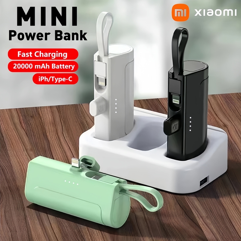 2 IN 1 Mini Portable Power Bank 4 Light Full Capacity 5000MAH Android ...
