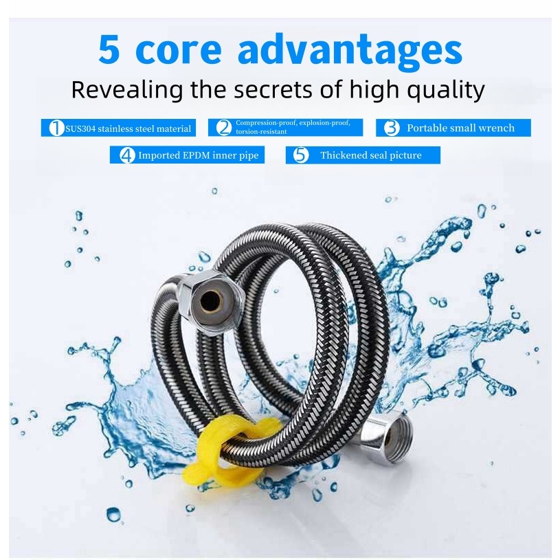 Universal double-ended hose 304 Stainless Heavy Duty Flexible Hose 1/2 ...