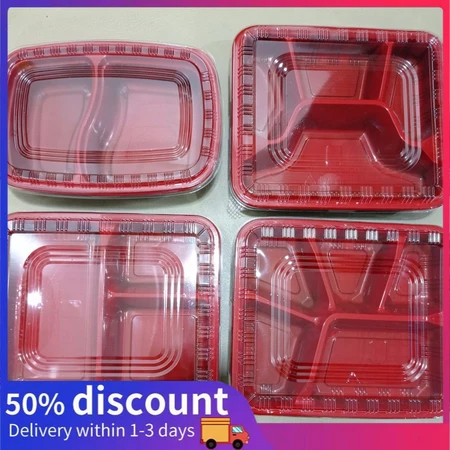 【COD】Disposable Bento Boxes 1 2 3 4 5 Compartments with Lid Packing ...