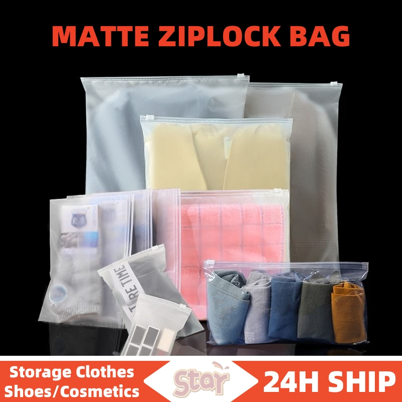 100pcs Matte Zipper Bag For Clothes Plastic Seal Bag Clothes Shoes ...