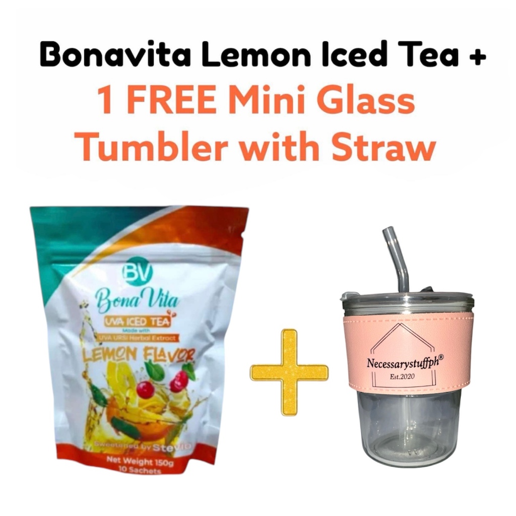 Bonavita UVA Lemon Iced Tea (1 Pouch + 10 Sachets) + 1 FREE Mini Glass ...