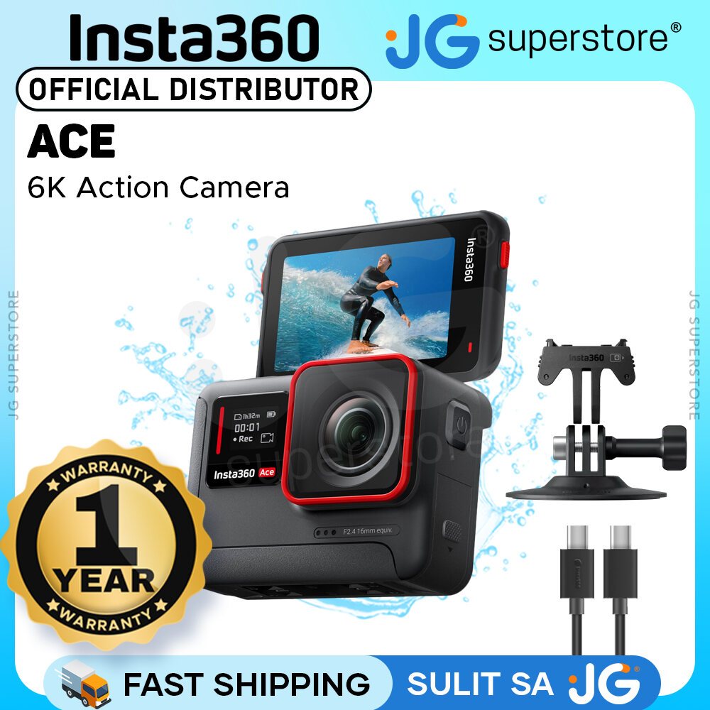 Insta360 Ace Waterproof Smart Action Camera with 1/2" Sensor, 16mm F2.4 ...