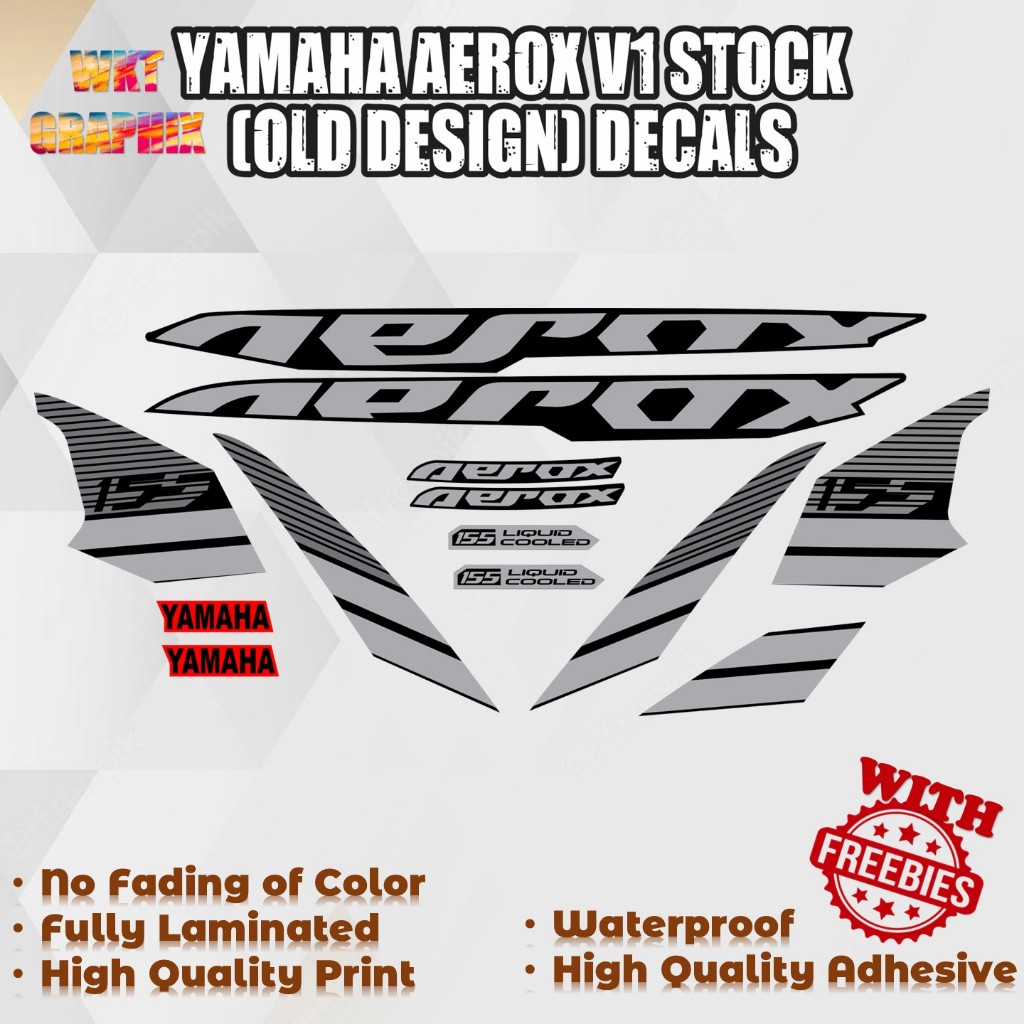 YAMAHA AEROX V1 STOCK (OLD DESIGN) DECALS (WATERPROOF, LAMINATED, FADE ...
