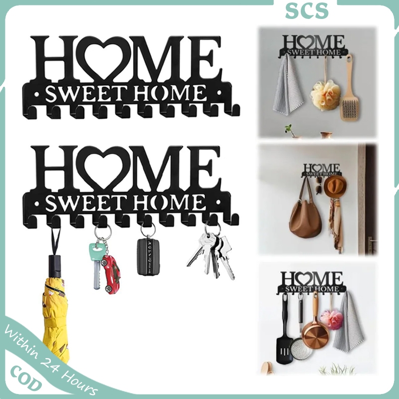 Metal Key Holder Hooks,HOME Design Wall Decorative Key Rack with 10 Key ...