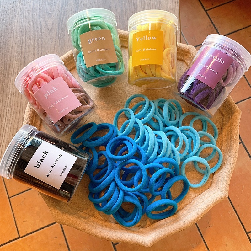 50pcs seamless hair rope hair rope female simple gift box Candy color ...