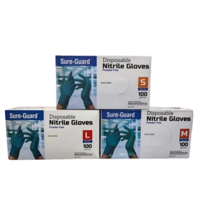 (AT-J) Sure Guard Disposable Examination Nitrile Gloves (1 Box - 100pcs ...