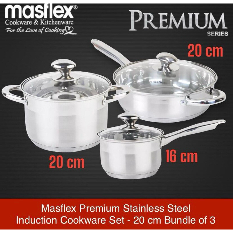 Masflex Premium Stainless Steel Cookware Set 20 cm bundle | Shopee ...