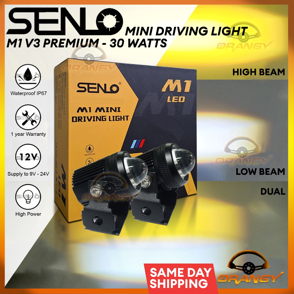 SENLO M1 / M1-A+ Mini Driving Light YELLOW WHITE MDL for Motorcycles ...