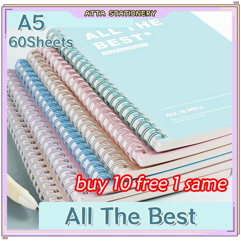 60Sheets A5 Spring Notebook Colorful Spiral Notepad Line Aesthetic ...